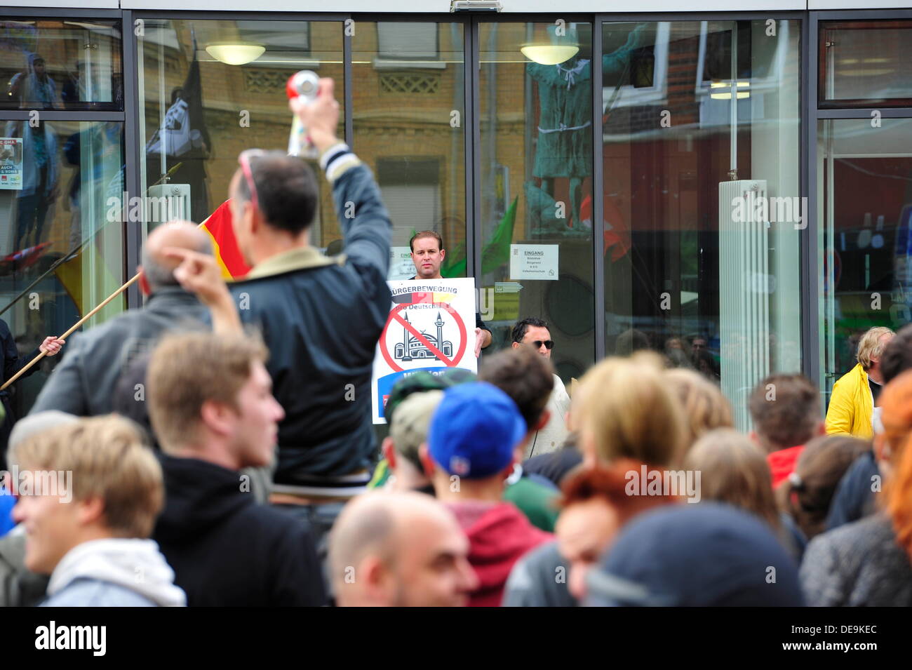 Left Party,die Linke,SPD and anti-fascist supporters protesting against ...