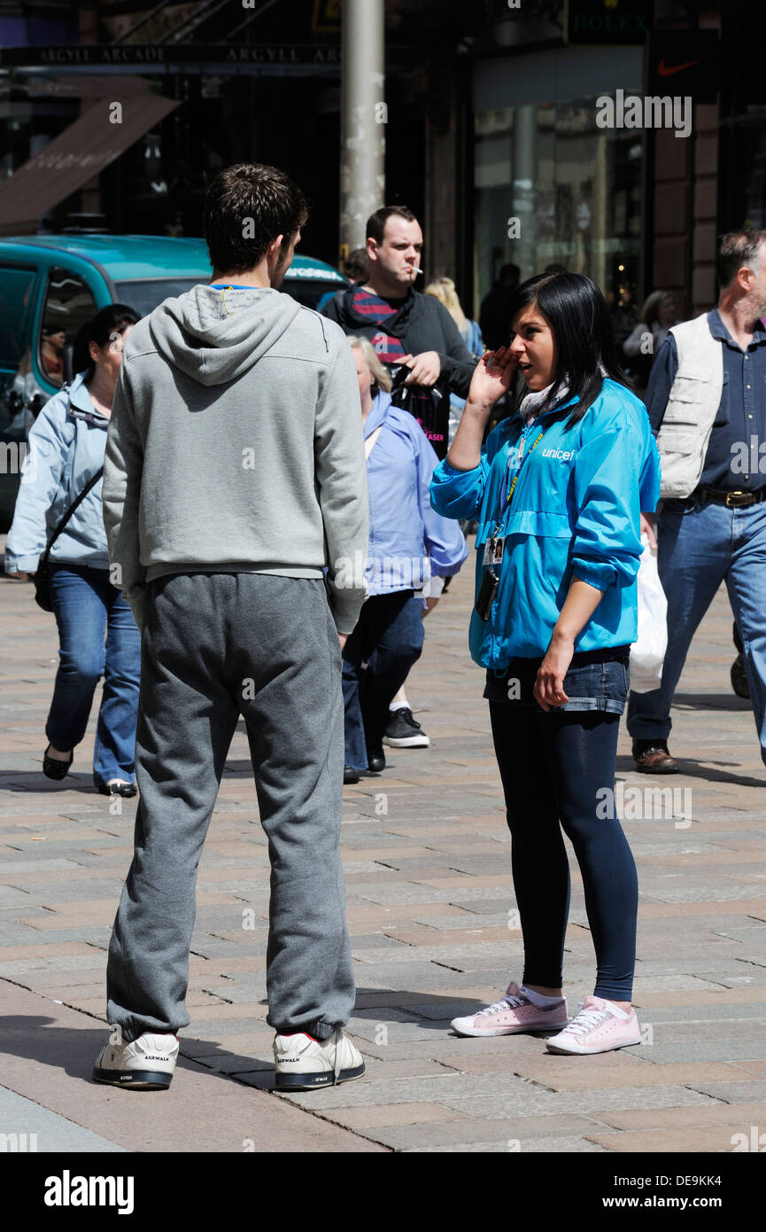 Chuggers or charity muggers in Glasgow Stock Photo - Alamy