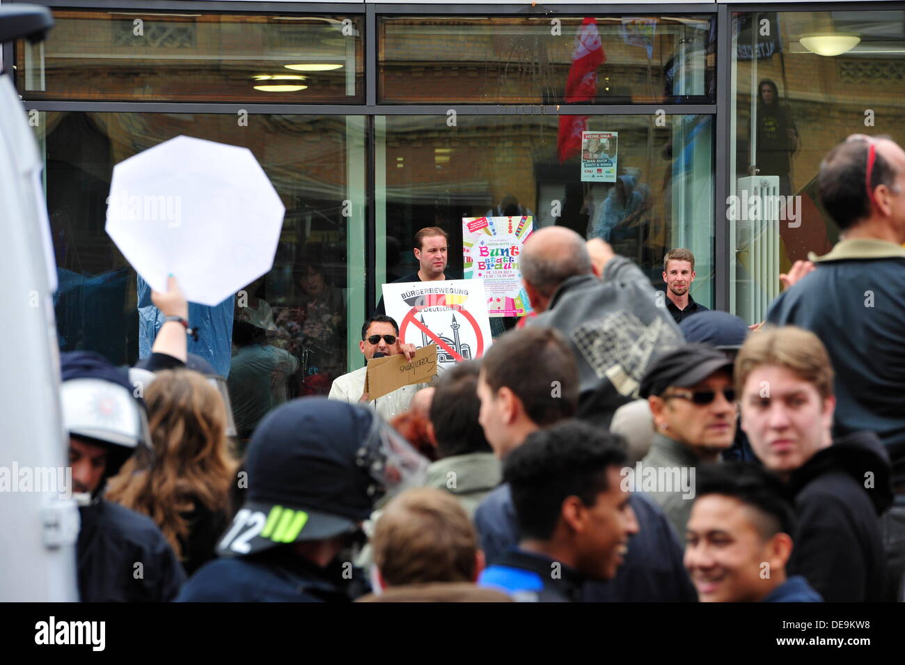 Left Party,die Linke,SPD and anti-fascist supporters protesting against ...