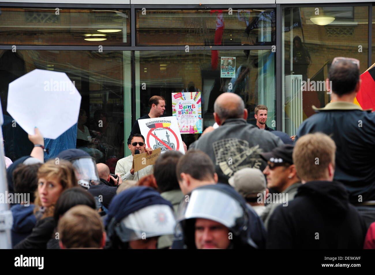Left Party,die Linke,SPD and anti-fascist supporters protesting against ...