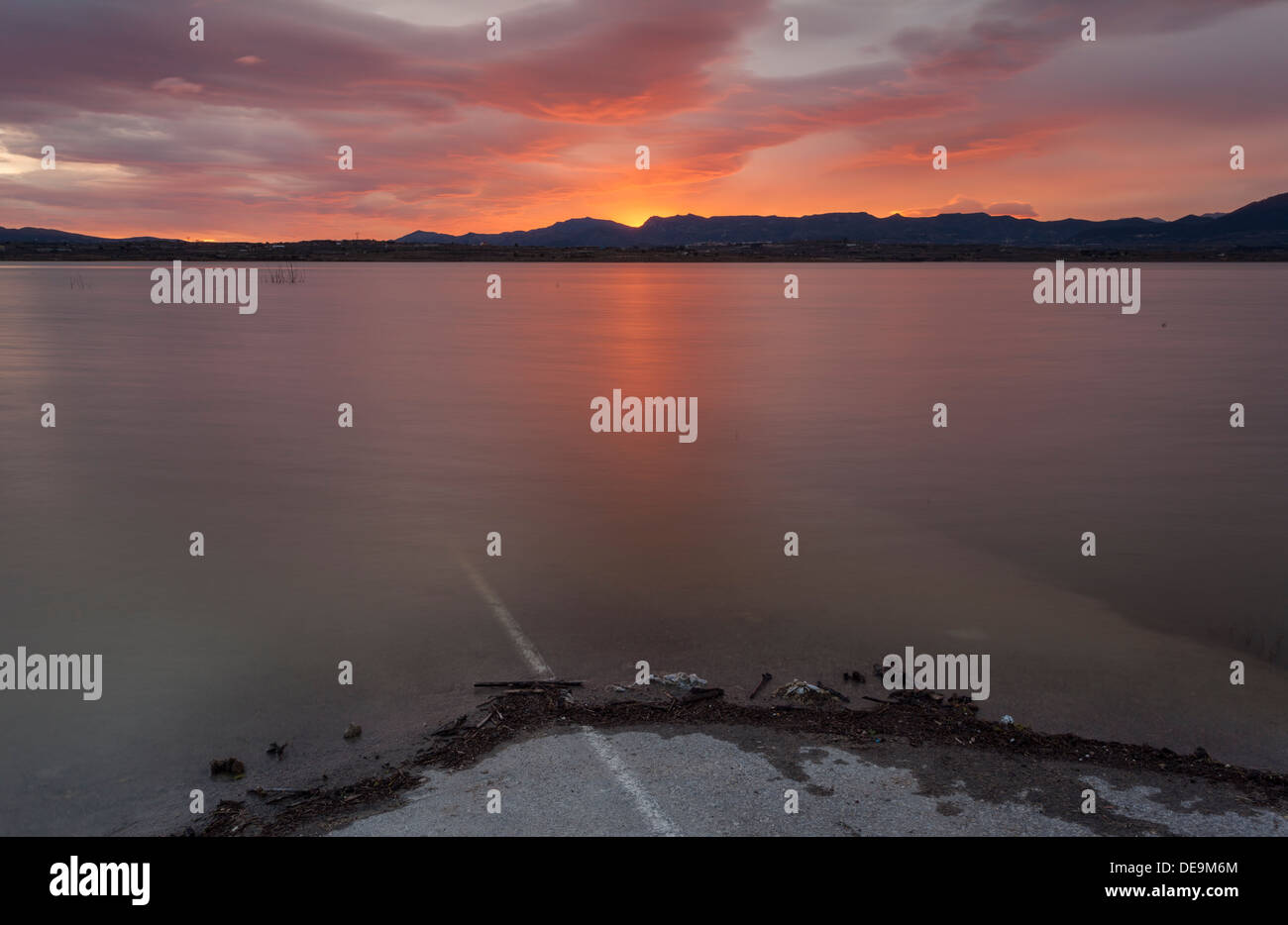 Sunrise at Bellus swamp, Comunidad Valenciana, Spain, Europe Stock ...