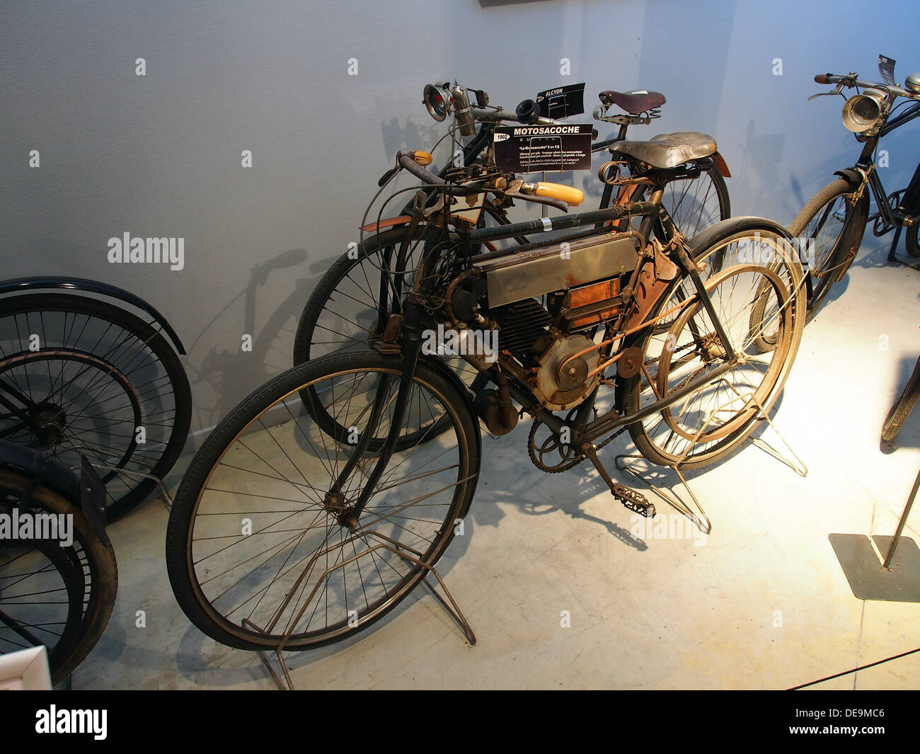 The 1902 Motosacoche is a vintage motorcycle on display at the Museum ...