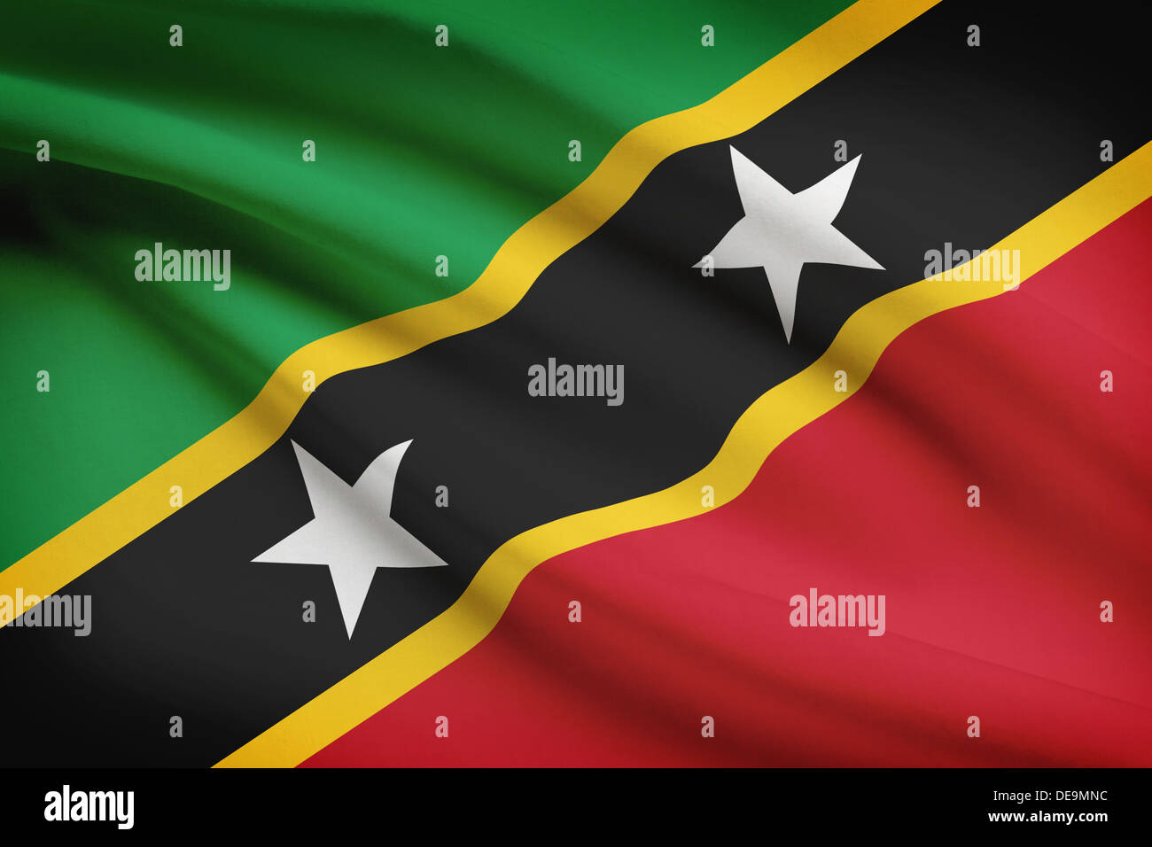 Kittitian or Nevisian flag blowing in the wind. Part of a series Stock ...