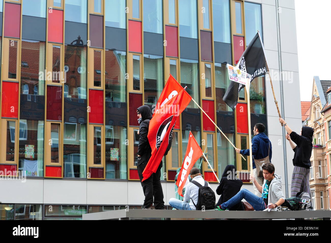 Left Party,die Linke,SPD and anti-fascist supporters protesting against ...