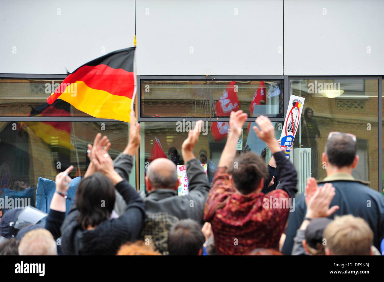 Left Party,die Linke,SPD and anti-fascist supporters protesting against ...