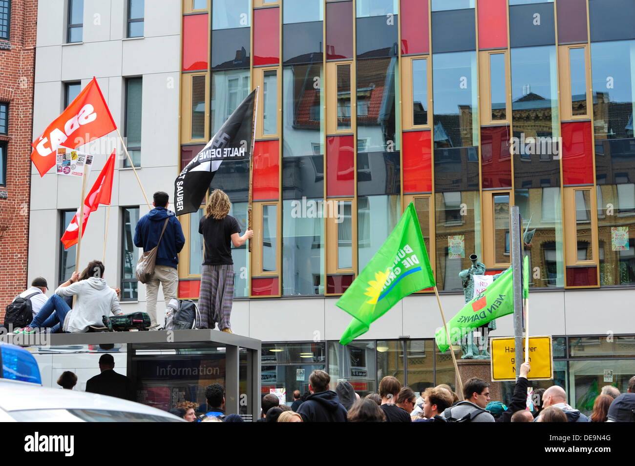 Left Party,die Linke,SPD and anti-fascist supporters protesting against ...