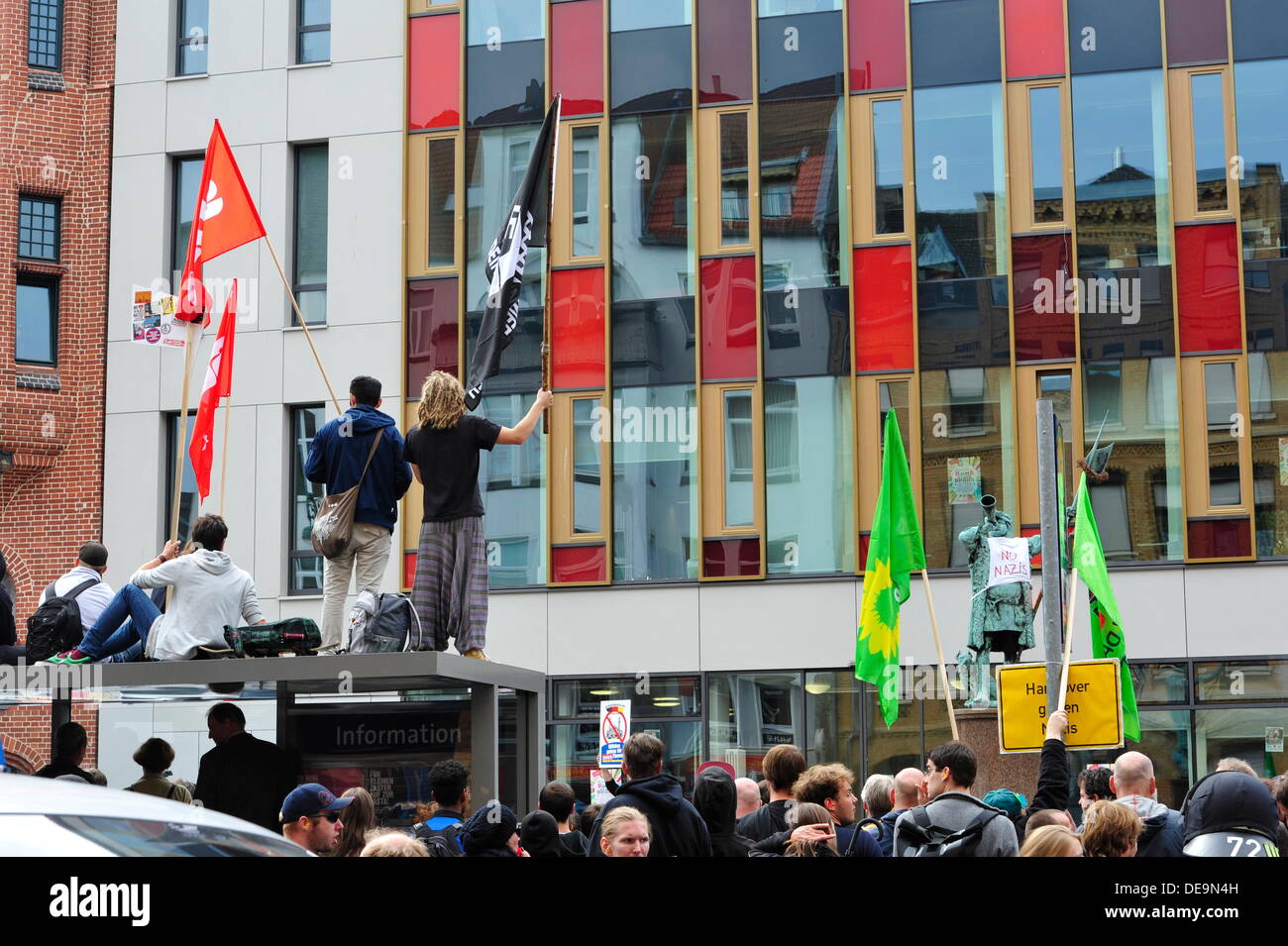 Left Party,die Linke,SPD and anti-fascist supporters protesting against ...