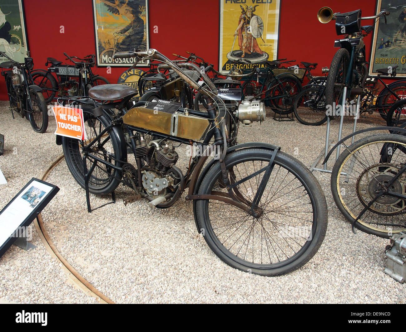 The 1914 Peugeot 350 MC is an early motorcycle displayed at the Musée ...