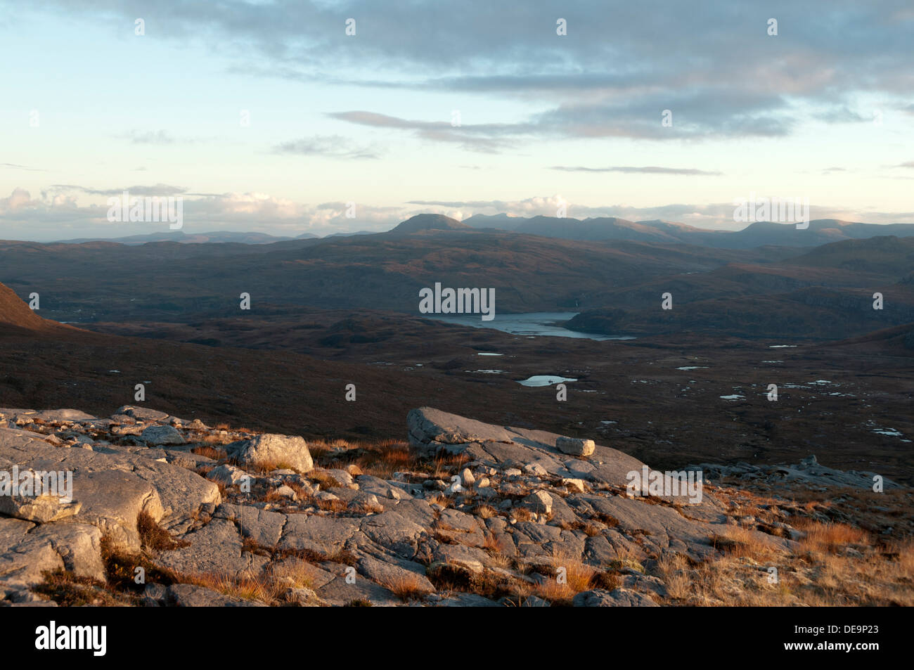 Mountains of the Reay Forest over Loch a' Chàirn Bhàin, from the ...