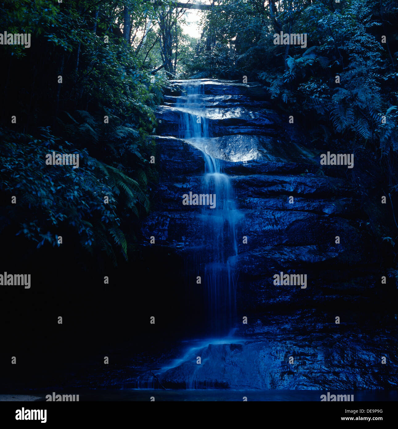 A waterfall in twilight Stock Photo - Alamy