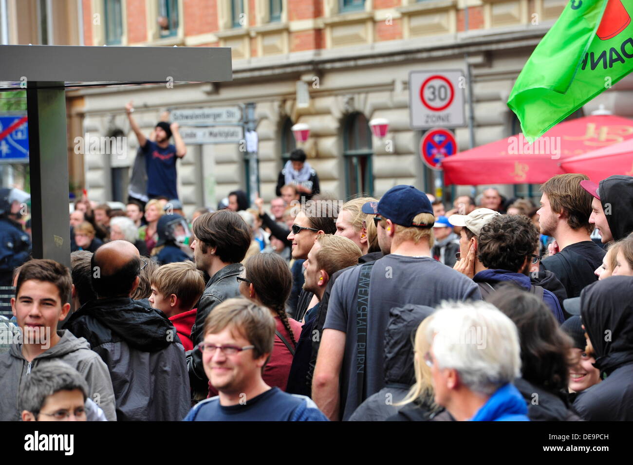 Left Party,die Linke,SPD and anti-fascist supporters protesting against ...
