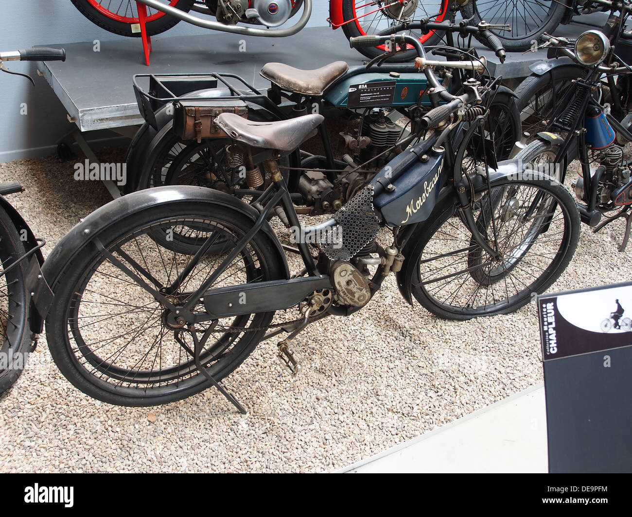 The 1925 Motobecane MB1 is a vintage motorcycle displayed at the Musée ...