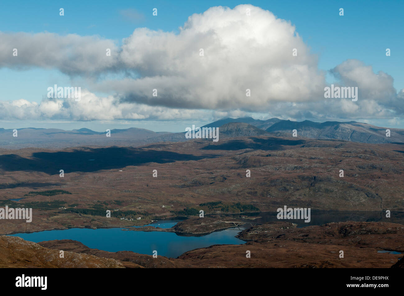 Mountains of the Reay Forest over Loch a' Chàirn Bhàin, from Quinag ...