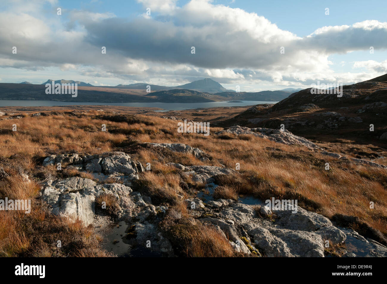 Ben Loyal and Ben Hope over Loch Eriboll, from the slopes of Beinn ...
