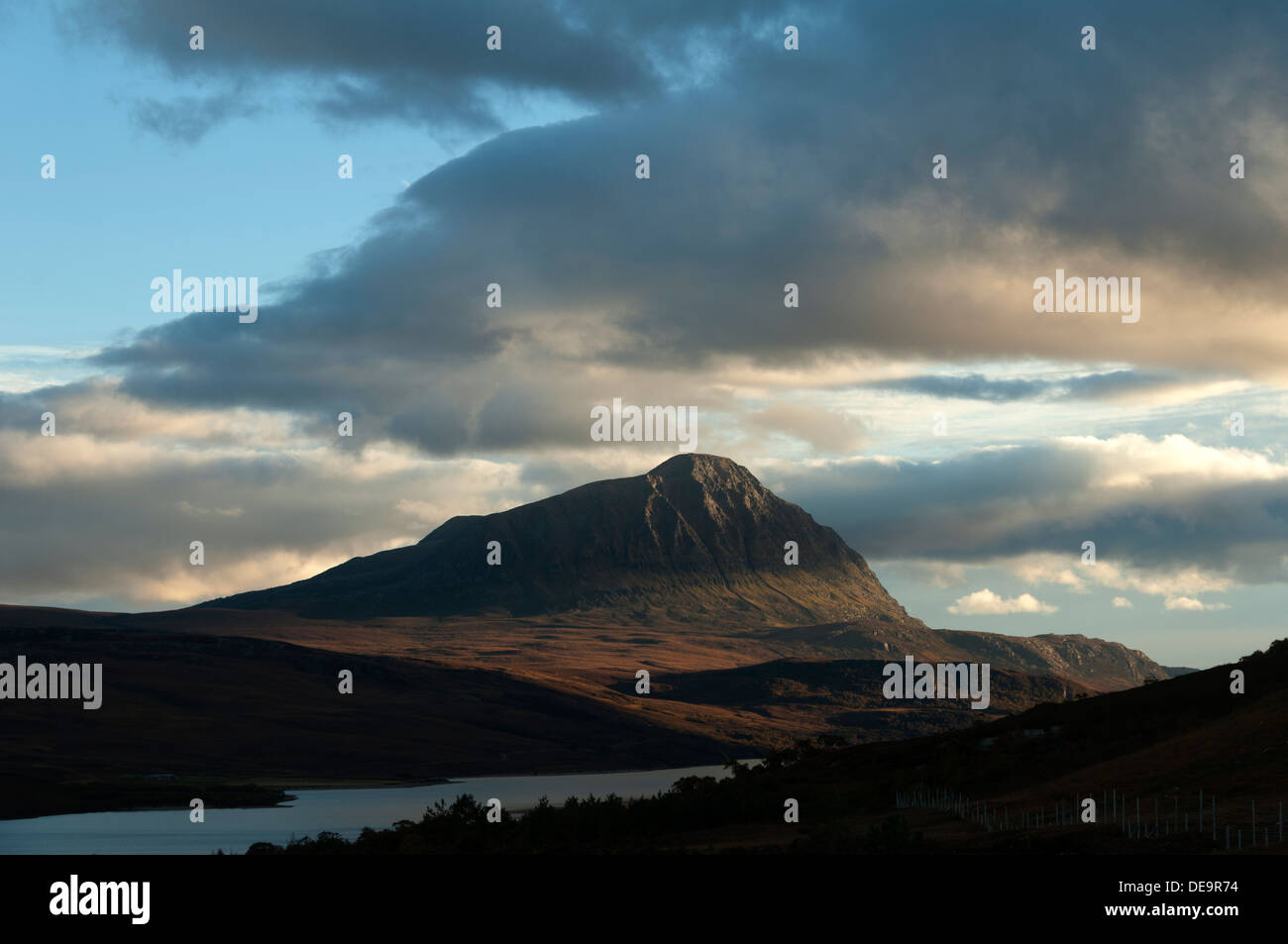 Ben Hope at sunset, over Loch Hope, Sutherland, Scotland, UK Stock ...