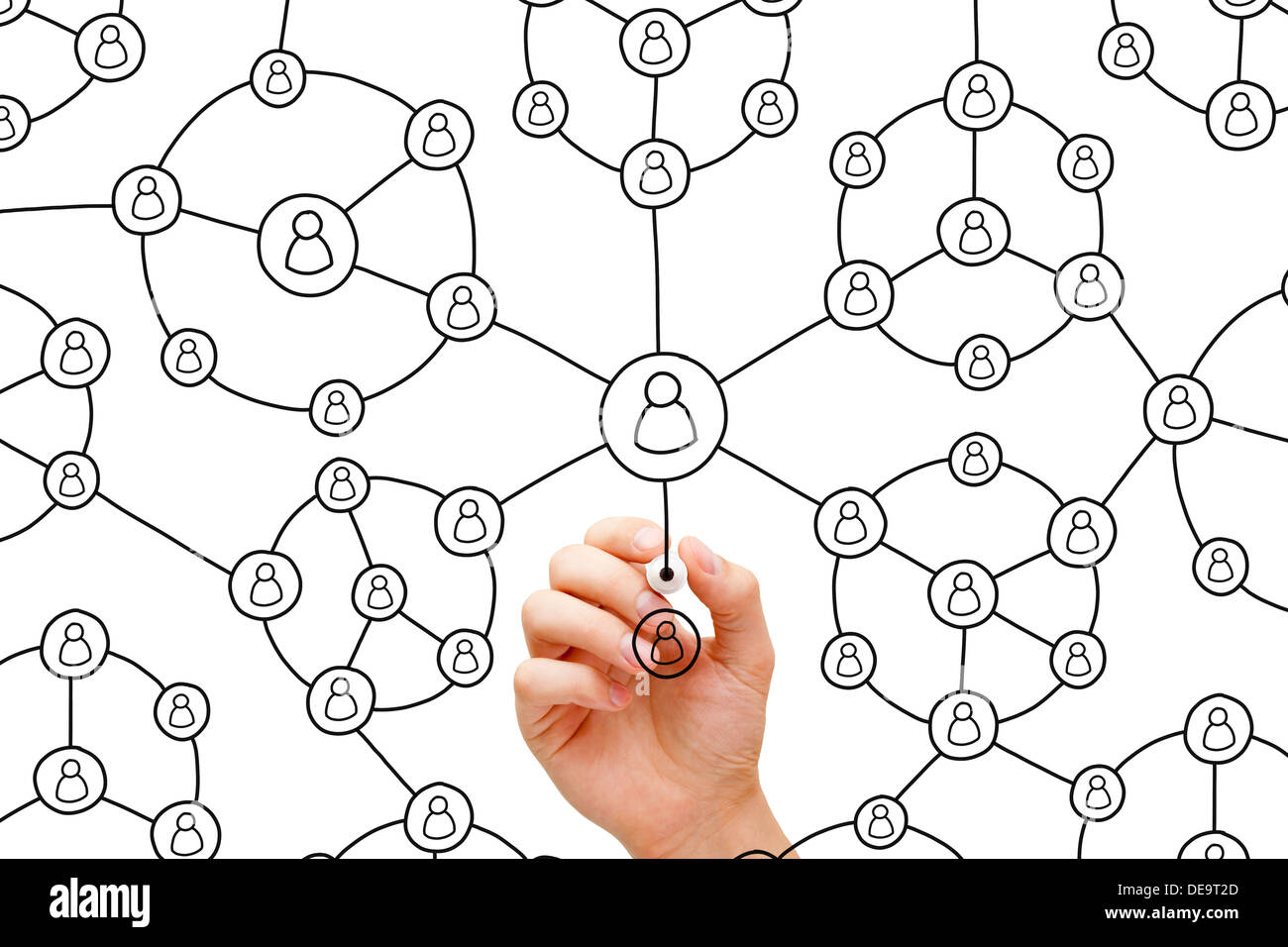 Hand drawing social networking concept with black marker Stock Photo ...