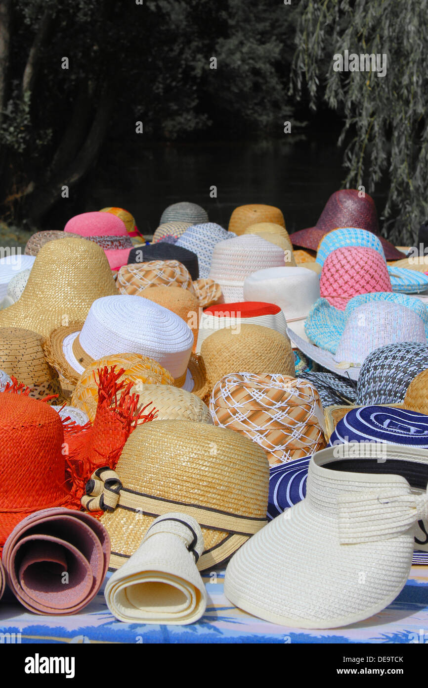Display of colourful straw hats Stock Photo - Alamy