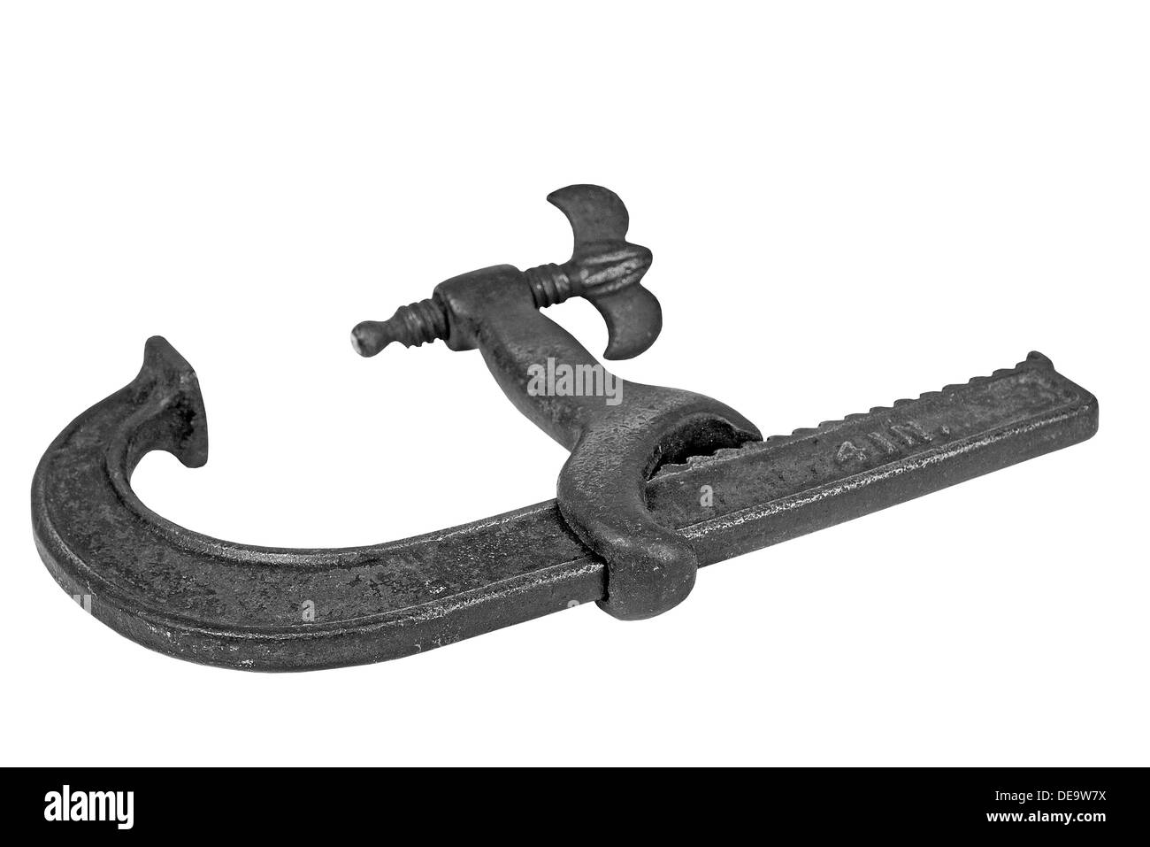 vintage rusty clamp isolated over white background, clipping path Stock ...