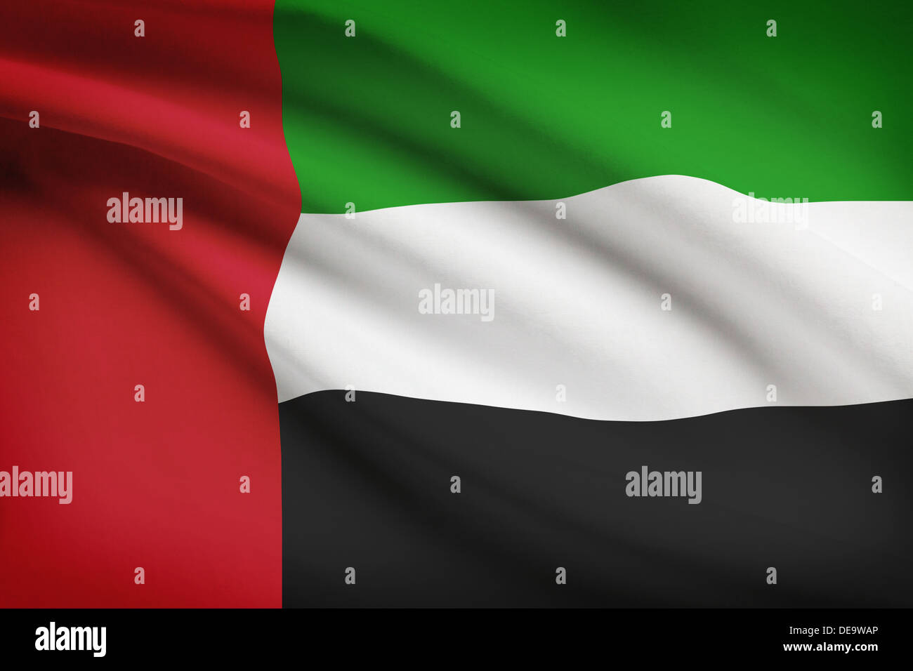 Emirati flag blowing in the wind. Part of a series Stock Photo - Alamy