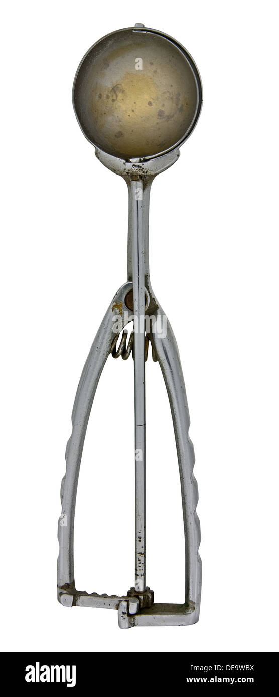 vintage half sphere trigger ice cream scoop isolated over white ...