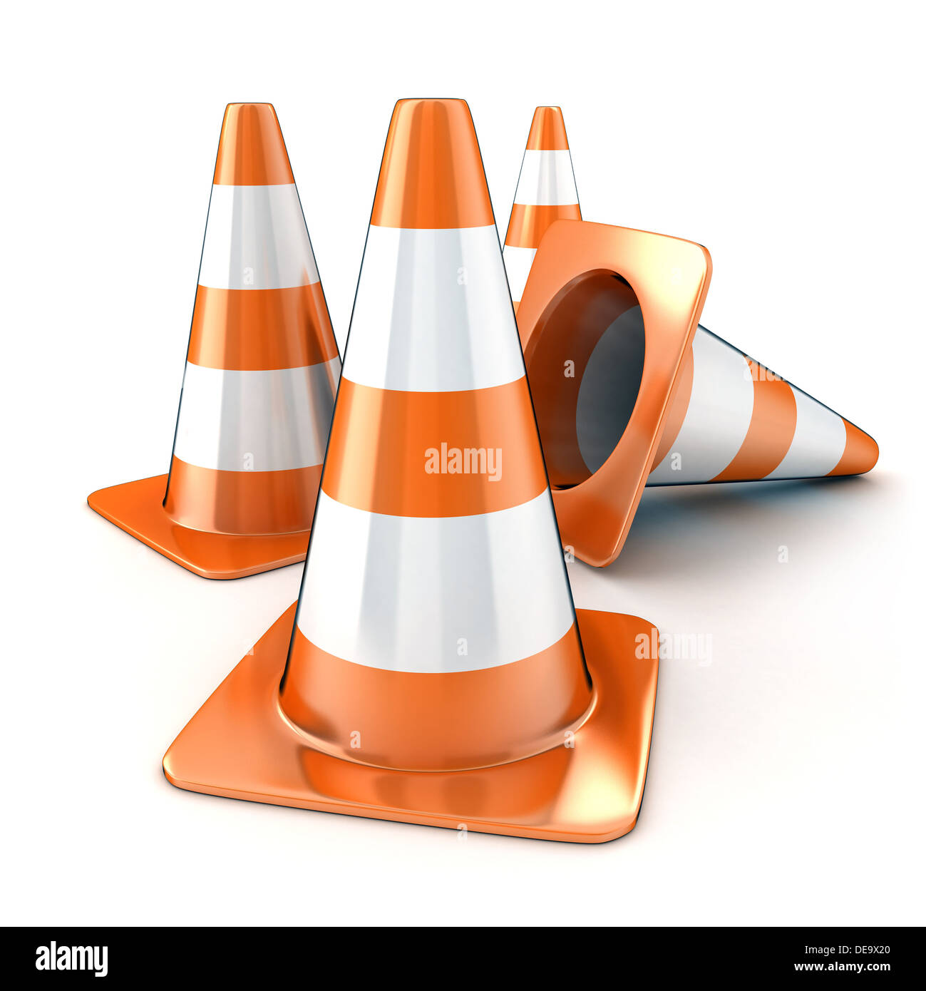 Orange road cones (isolated, done in 3d Stock Photo - Alamy