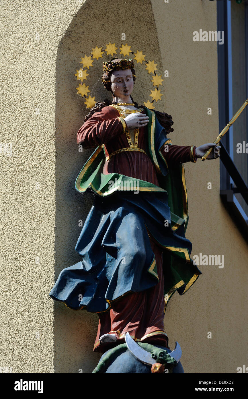 Marian Statue Main street of Miltenberg in Lower Franconia, Bavaria ...