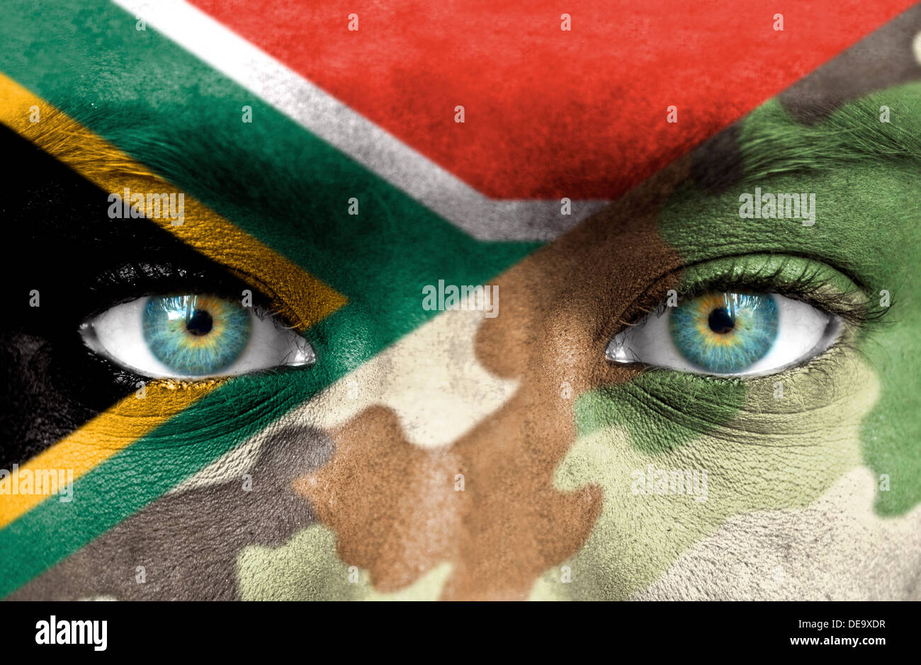 Face painted south africa flag hi-res stock photography and images - Alamy