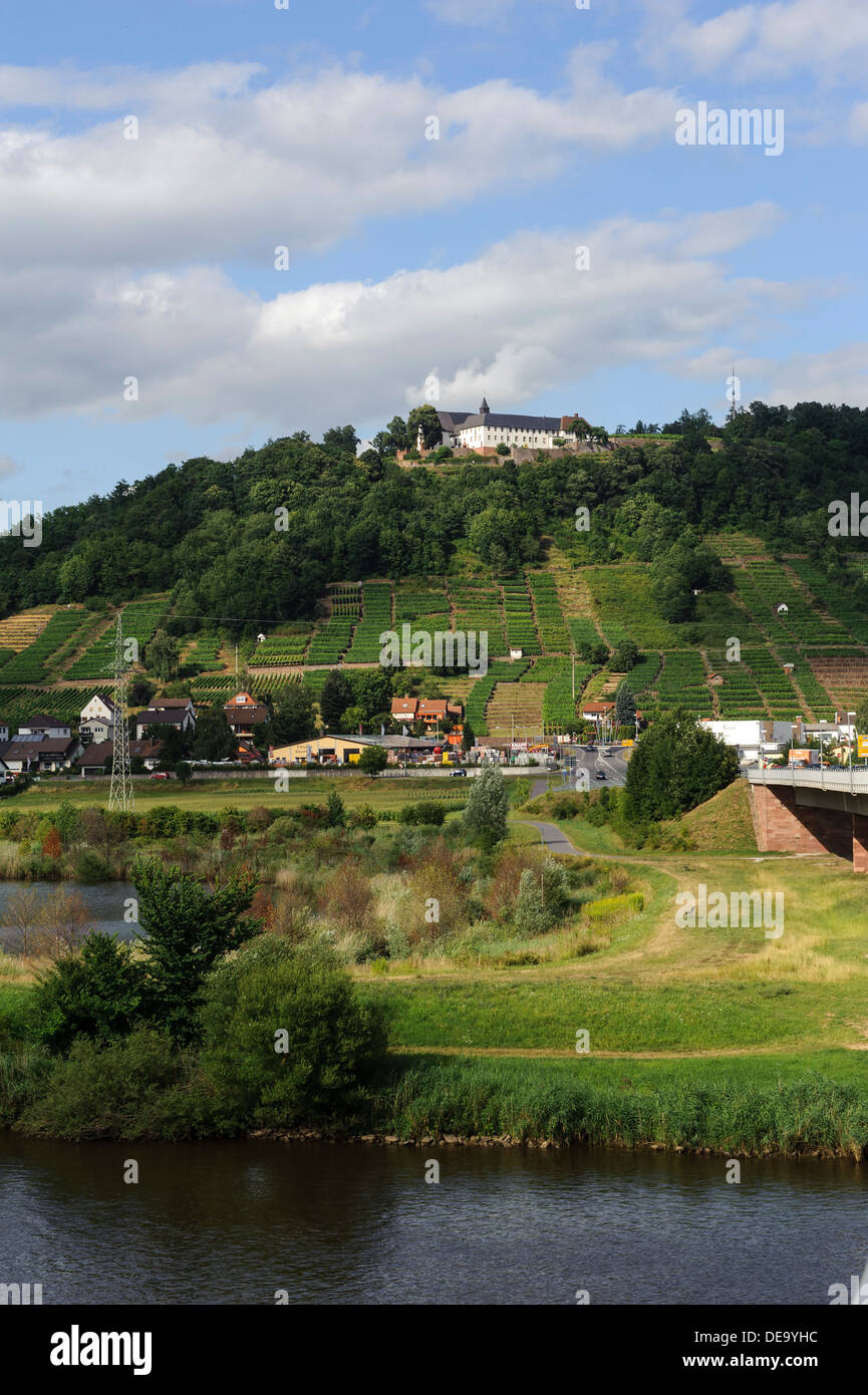 View Kleinheubach towards Grossheubach and Engelberg monastery, river ...
