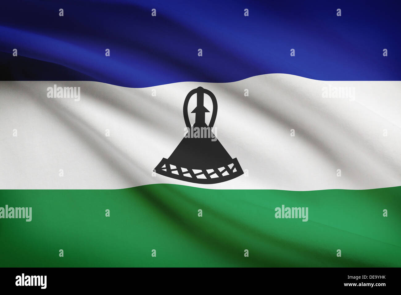 Mosotho flag blowing in the wind. Part of a series Stock Photo - Alamy
