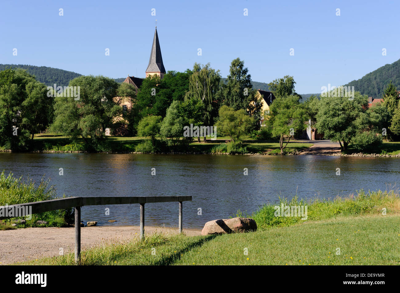 View from Grossheubach towards Kleinheubach on Main, river Main ...