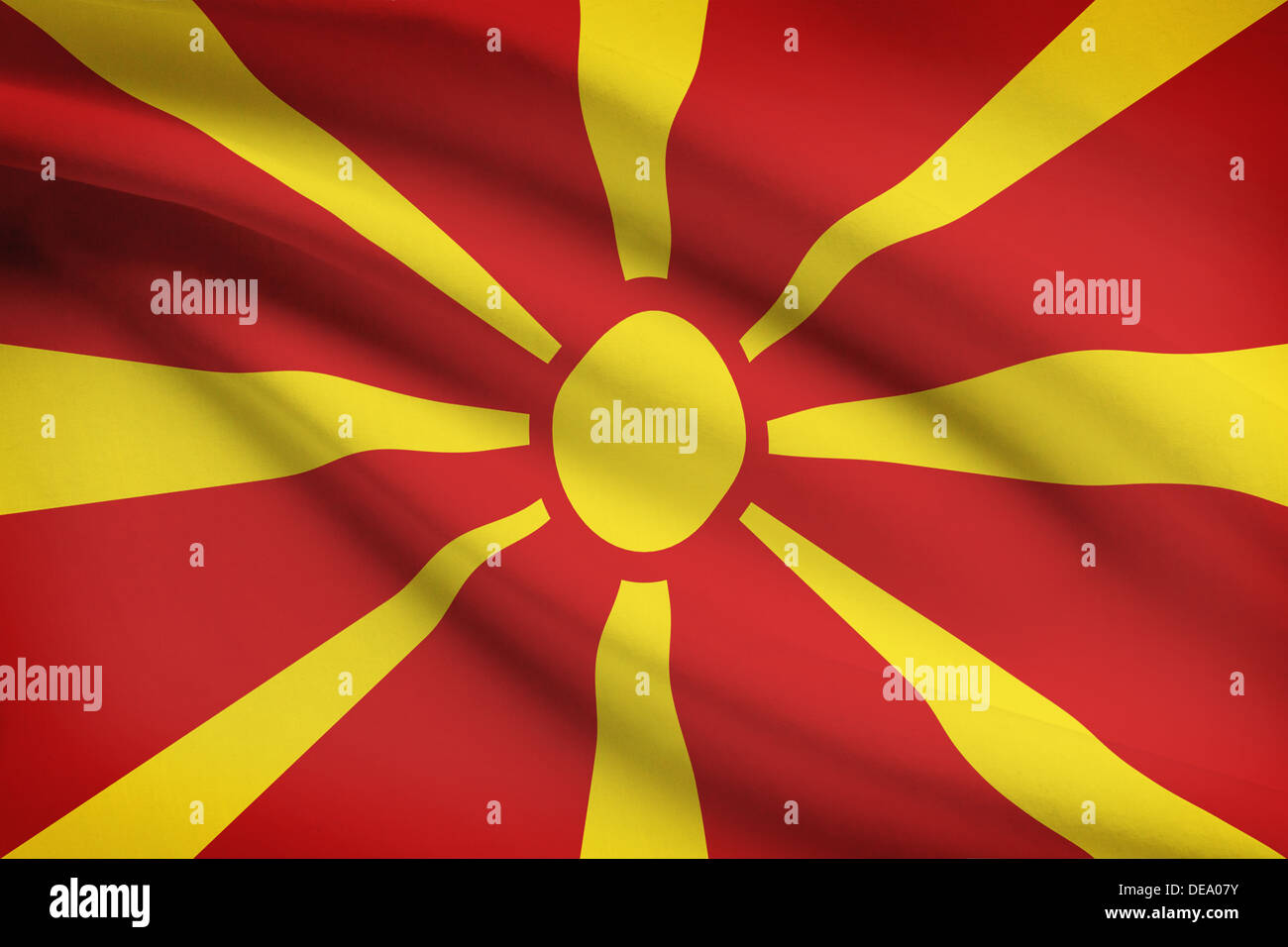 Macedonian flag blowing in the wind. Part of a series Stock Photo - Alamy