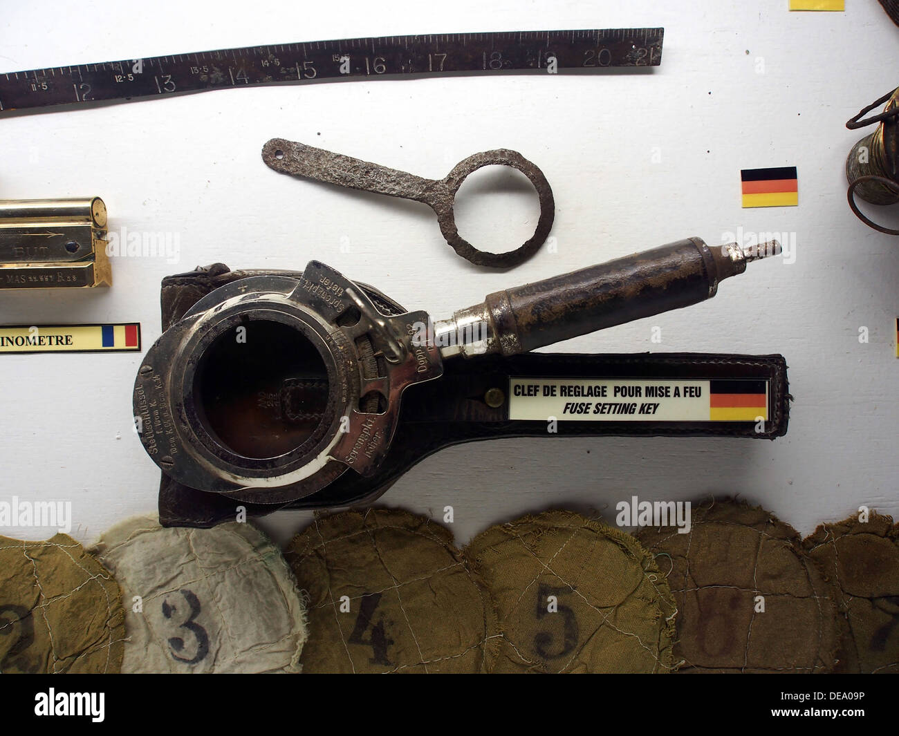 The fuse setting key displayed at the Somme 1916 Museum in Albert ...