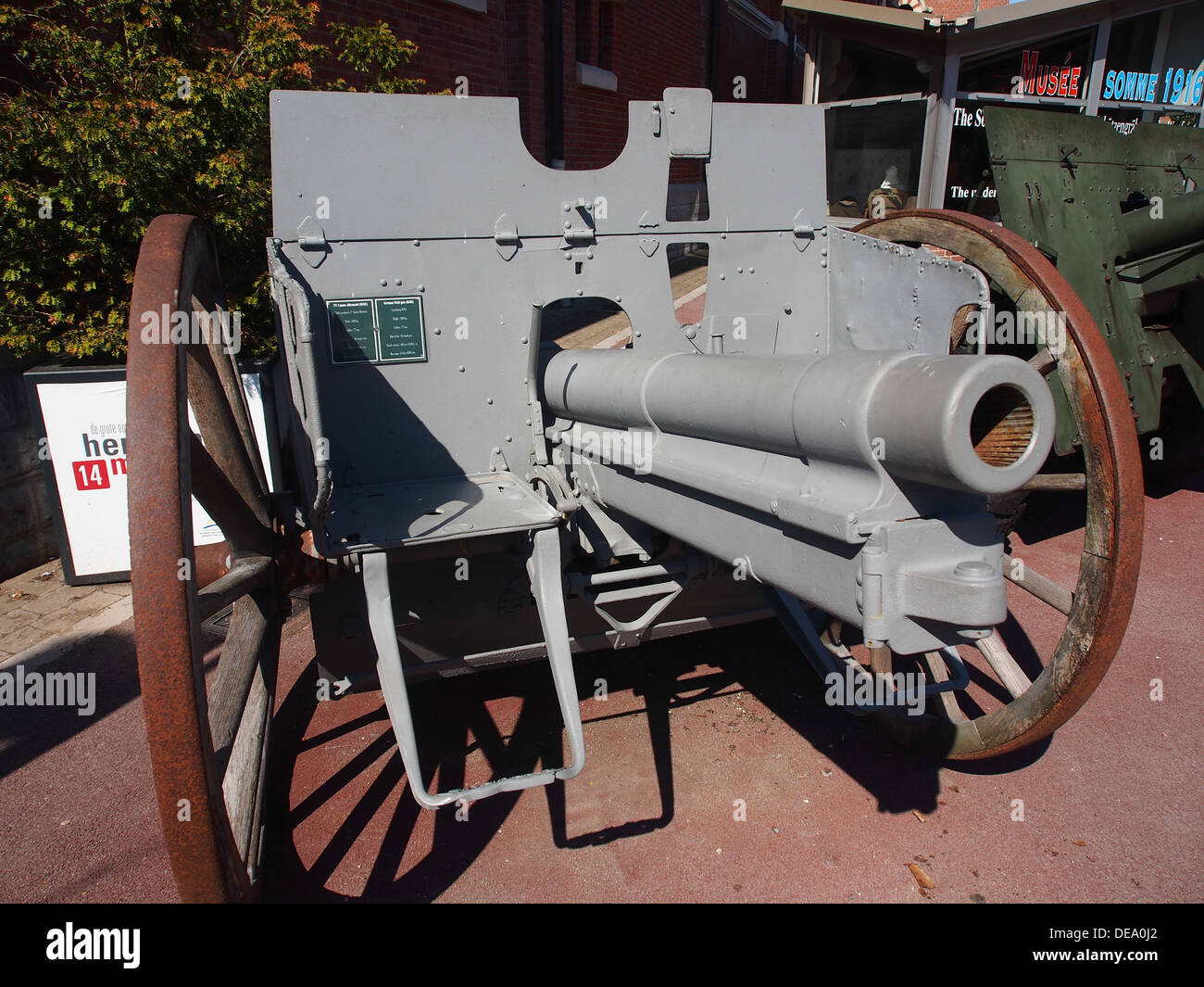 The German field gun 96, displayed at the Somme 1916 Museum in Albert ...