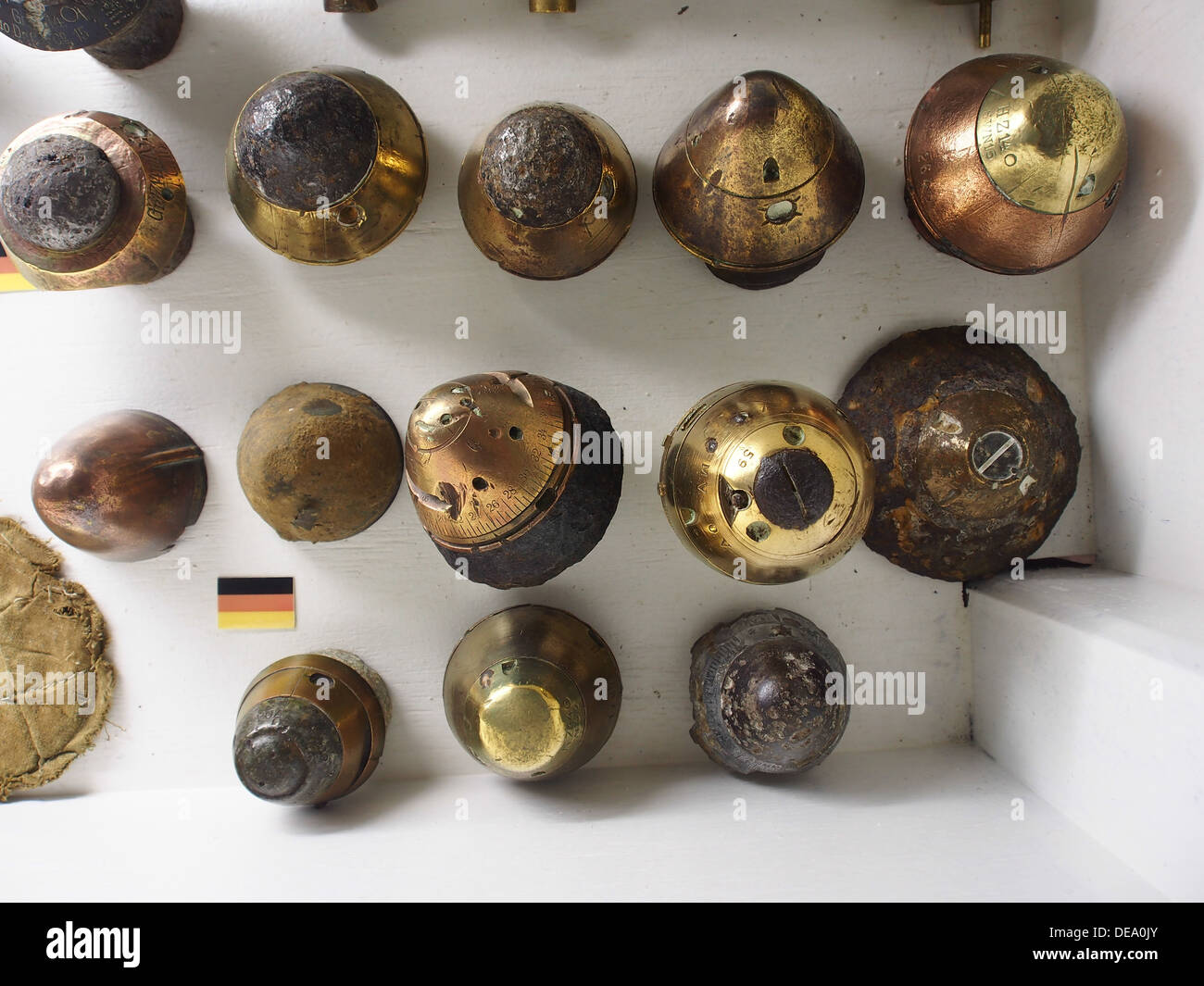 German fuses displayed at the Musée Somme 1916, located in Albert ...