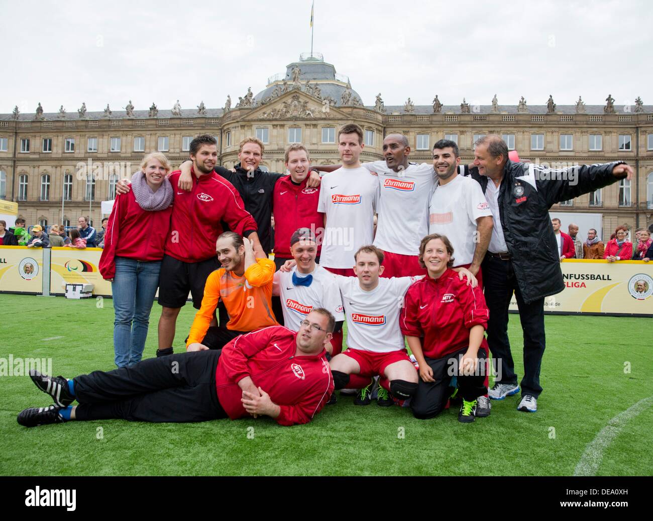 Stuttgart, Germany. 14th Sep, 2013. Stuttgart's team pose after winning ...