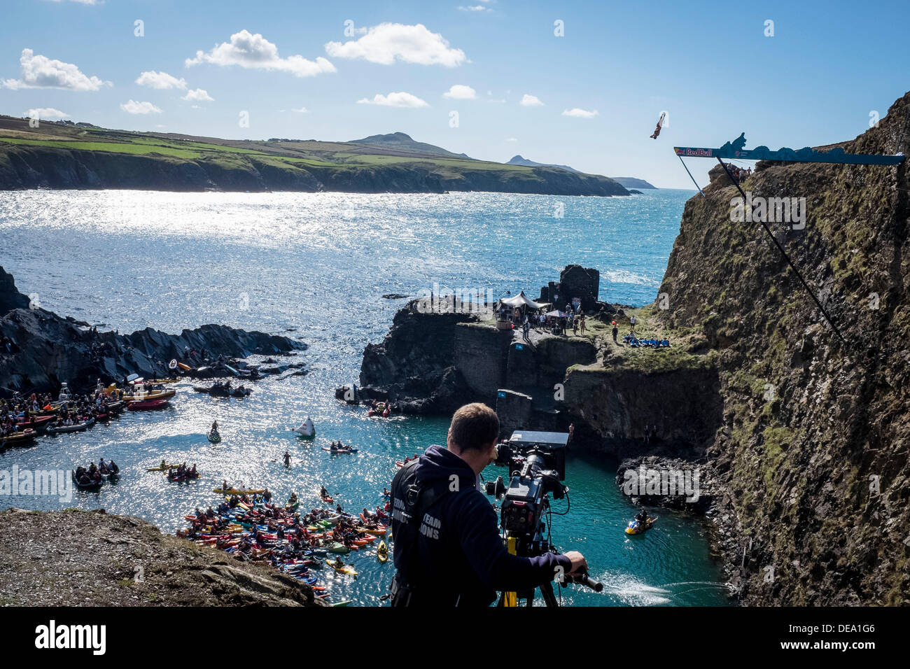 Pembrokeshire, West Wales, UK. 14th Sep, 2013. A cameraman captures ...