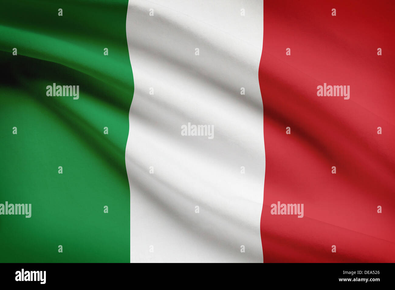 Italian flag blowing in the wind. Part of a series Stock Photo - Alamy