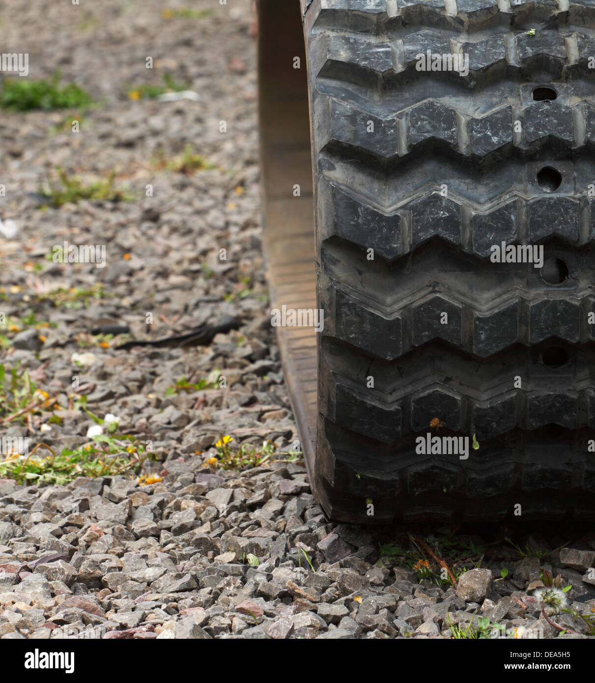 Tracks of small digger excavator heavy equipment industrial detail ...