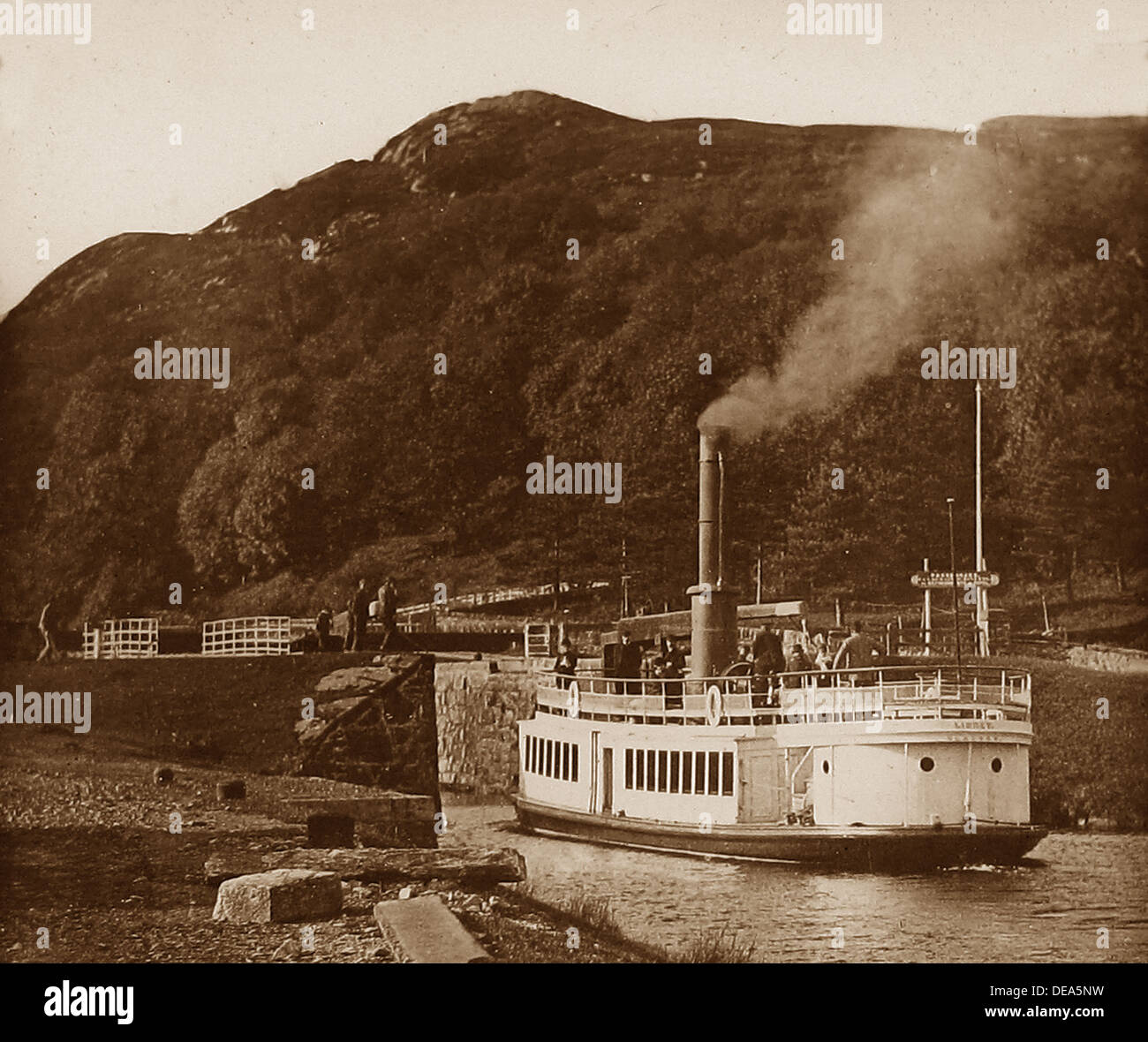SS Linnett on the Crinan Canal Victorian period Stock Photo - Alamy
