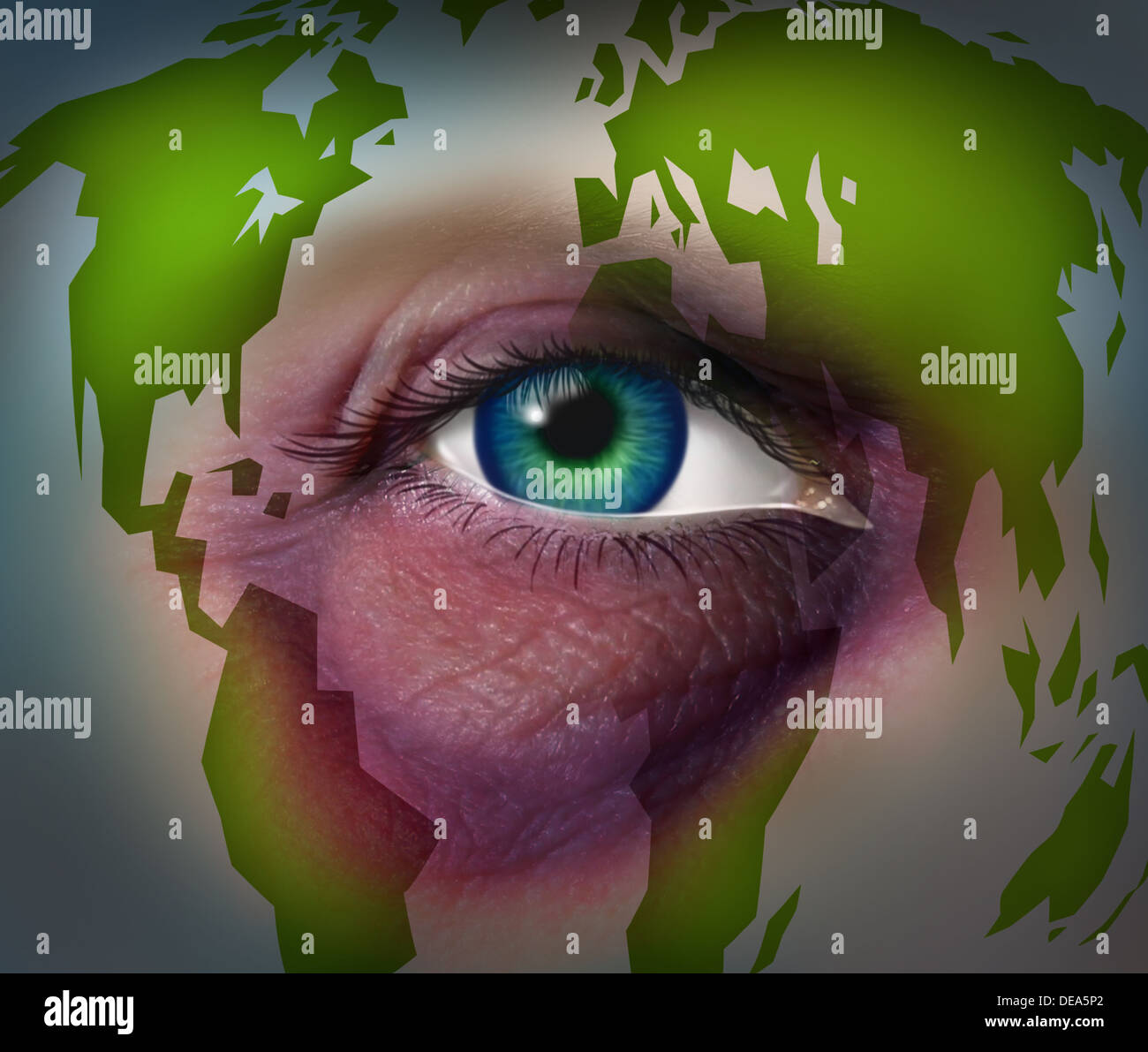 Global domestic violence and abusing mother earth concept with a ...