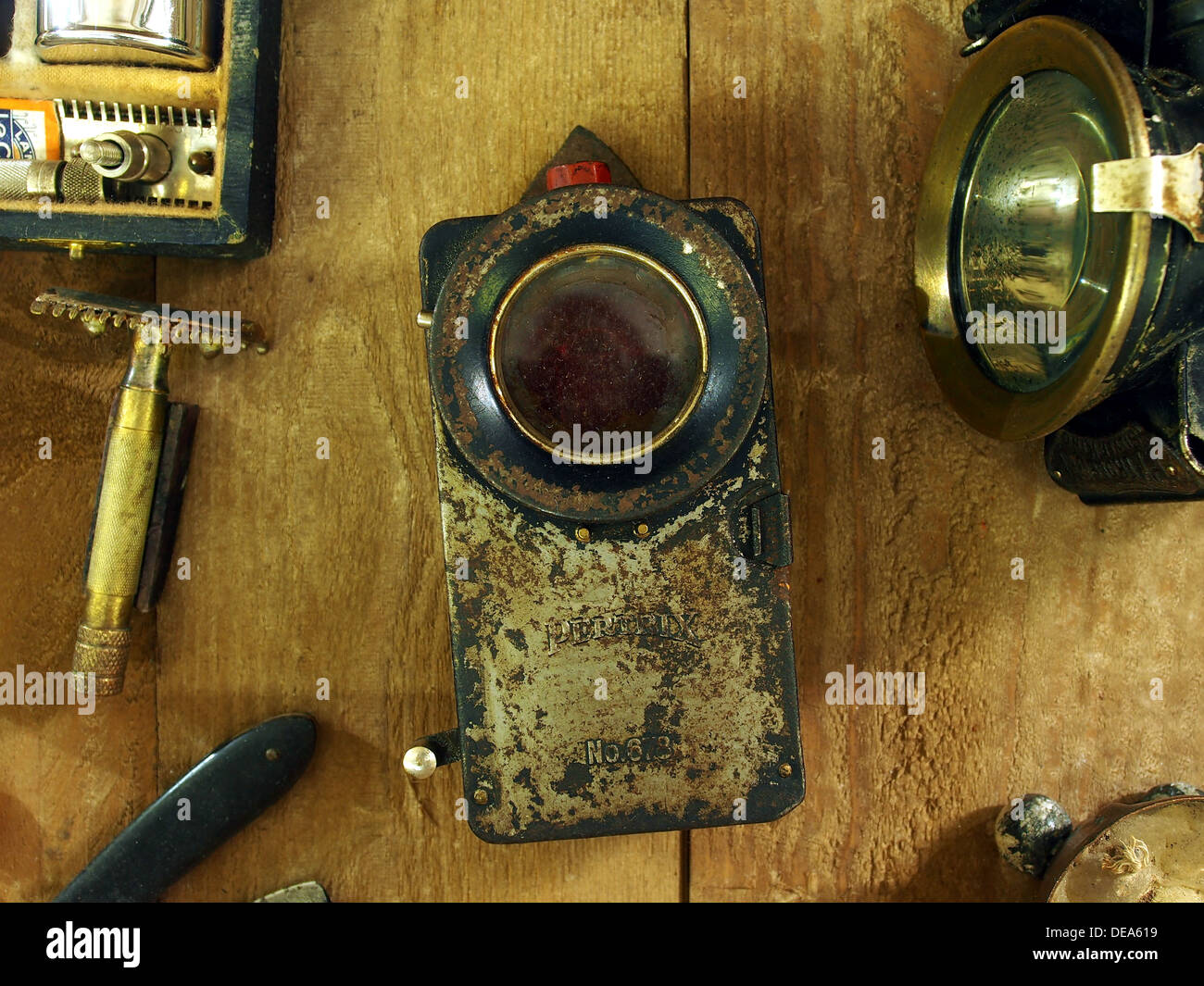 The Pertrix light is a World War I-era trench light, displayed at the ...