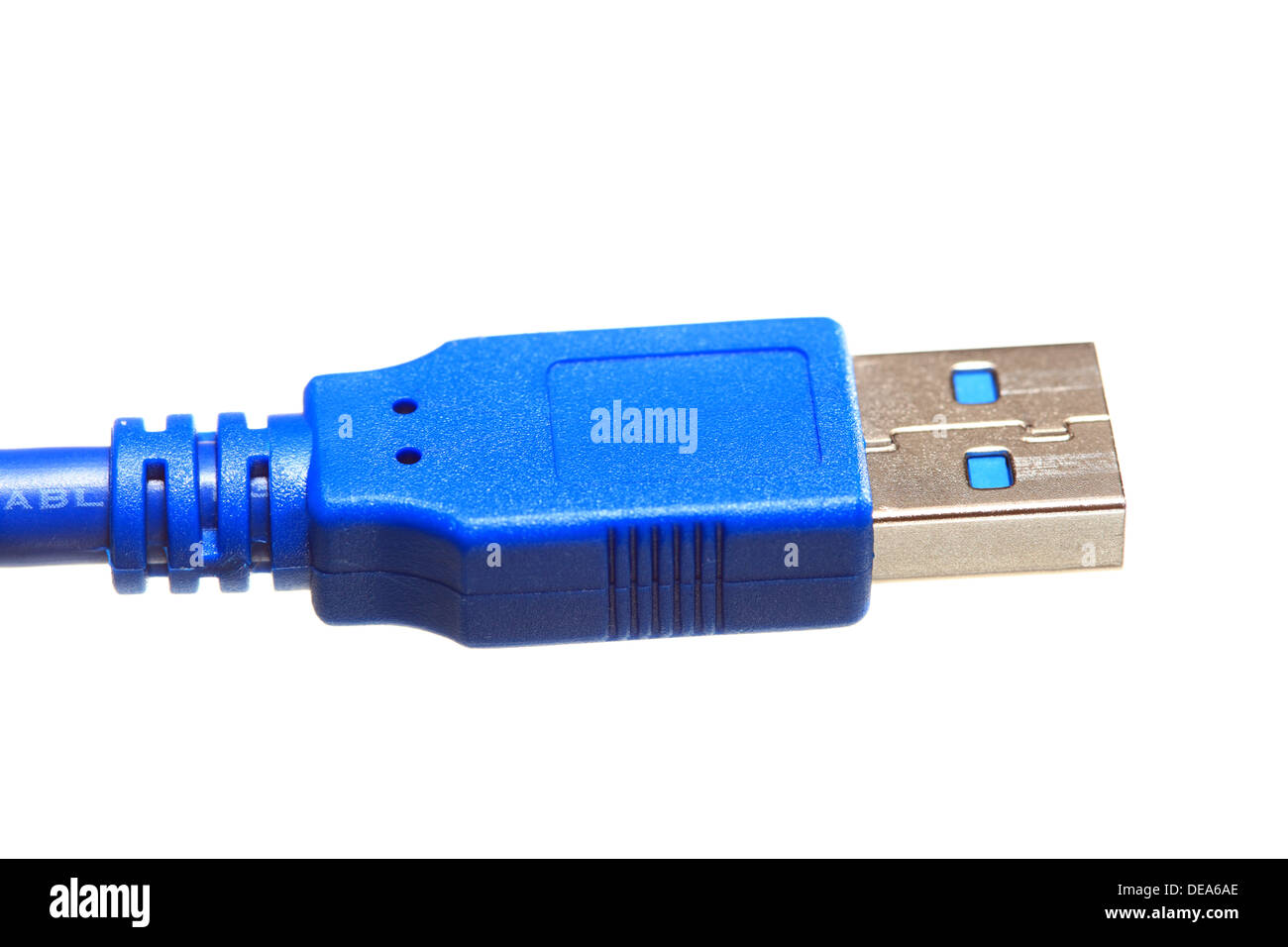 Blue USB cable isolated on white Stock Photo - Alamy