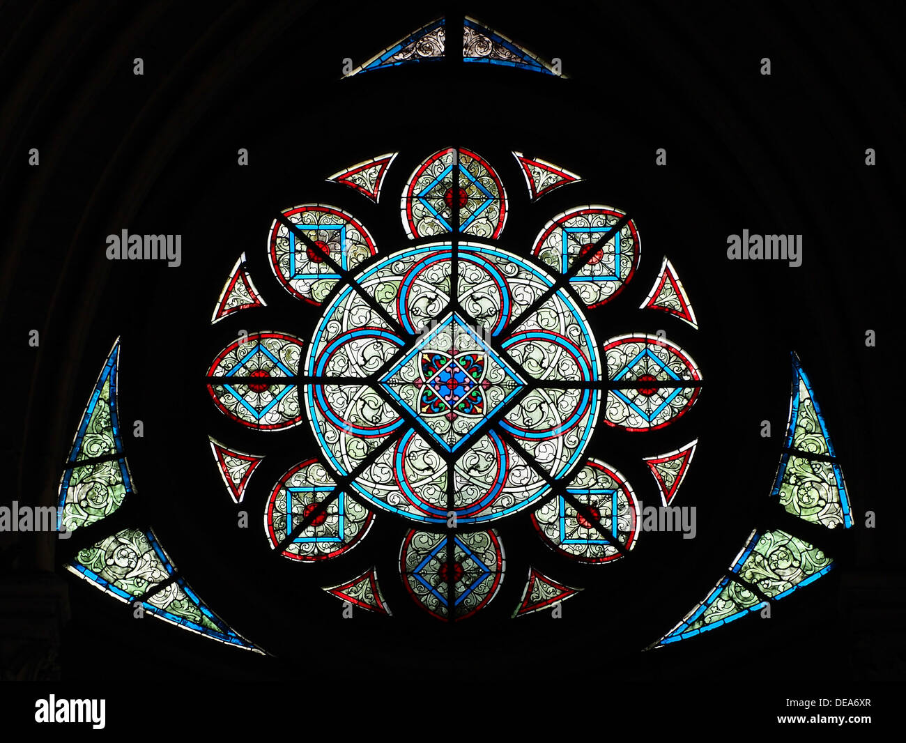 The stained glass windows of Amiens Cathedral, located in Amiens ...