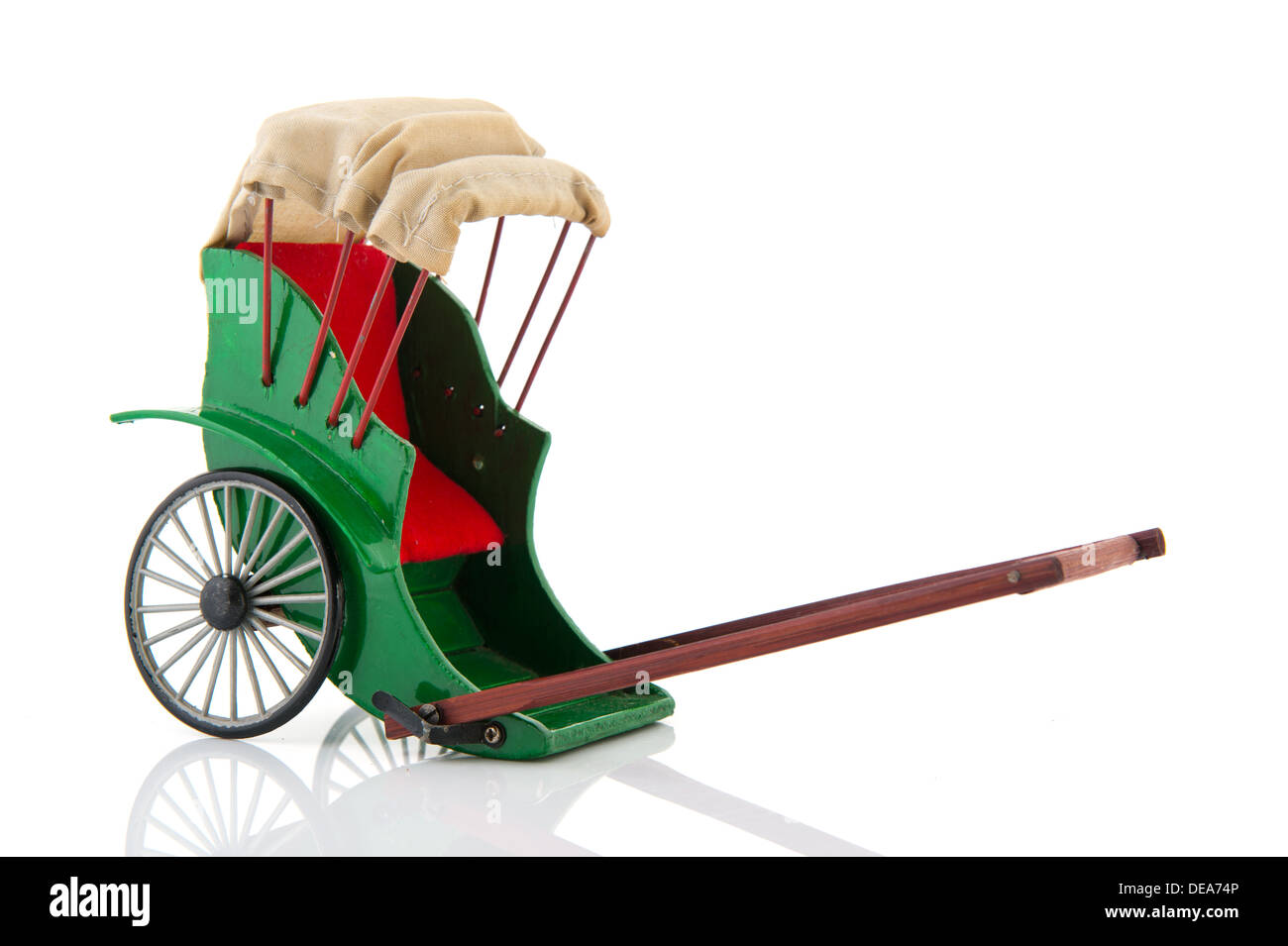 Green empty Pulled rickshaw isolated over white background Stock Photo ...