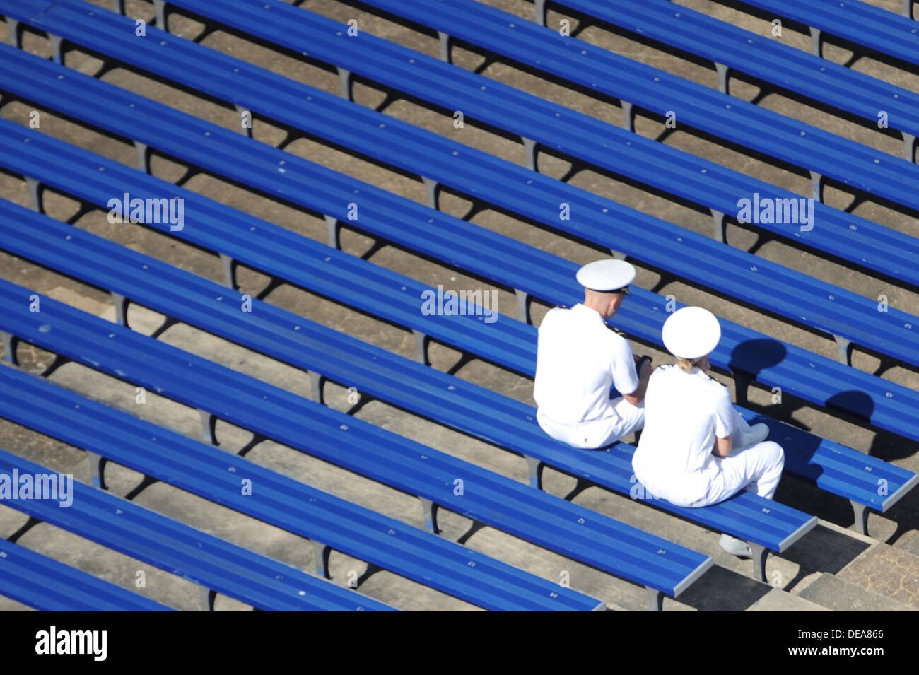 SEP 14, 2013 : Two Navy Midshipmen await the arrival of their peers ...