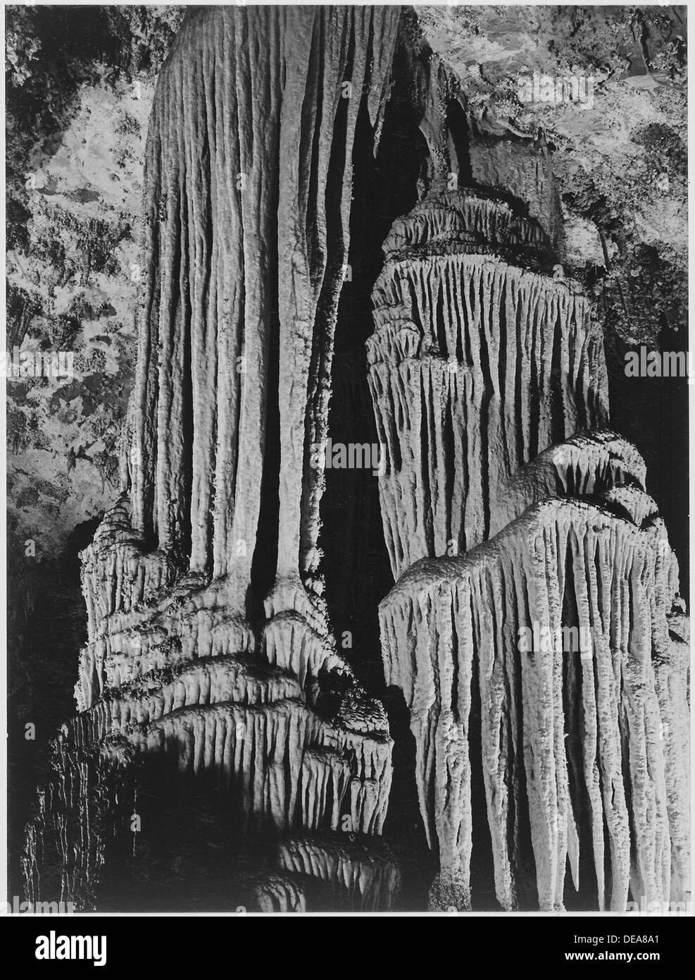Large stalagmite and stalactite formations in the King's Chamber ...
