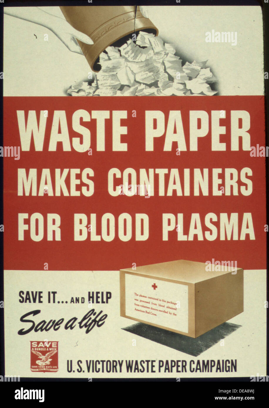 WASTE PAPER MAKES CONTAINERS FOR BLOOD PLASMA 516052 Stock Photo - Alamy
