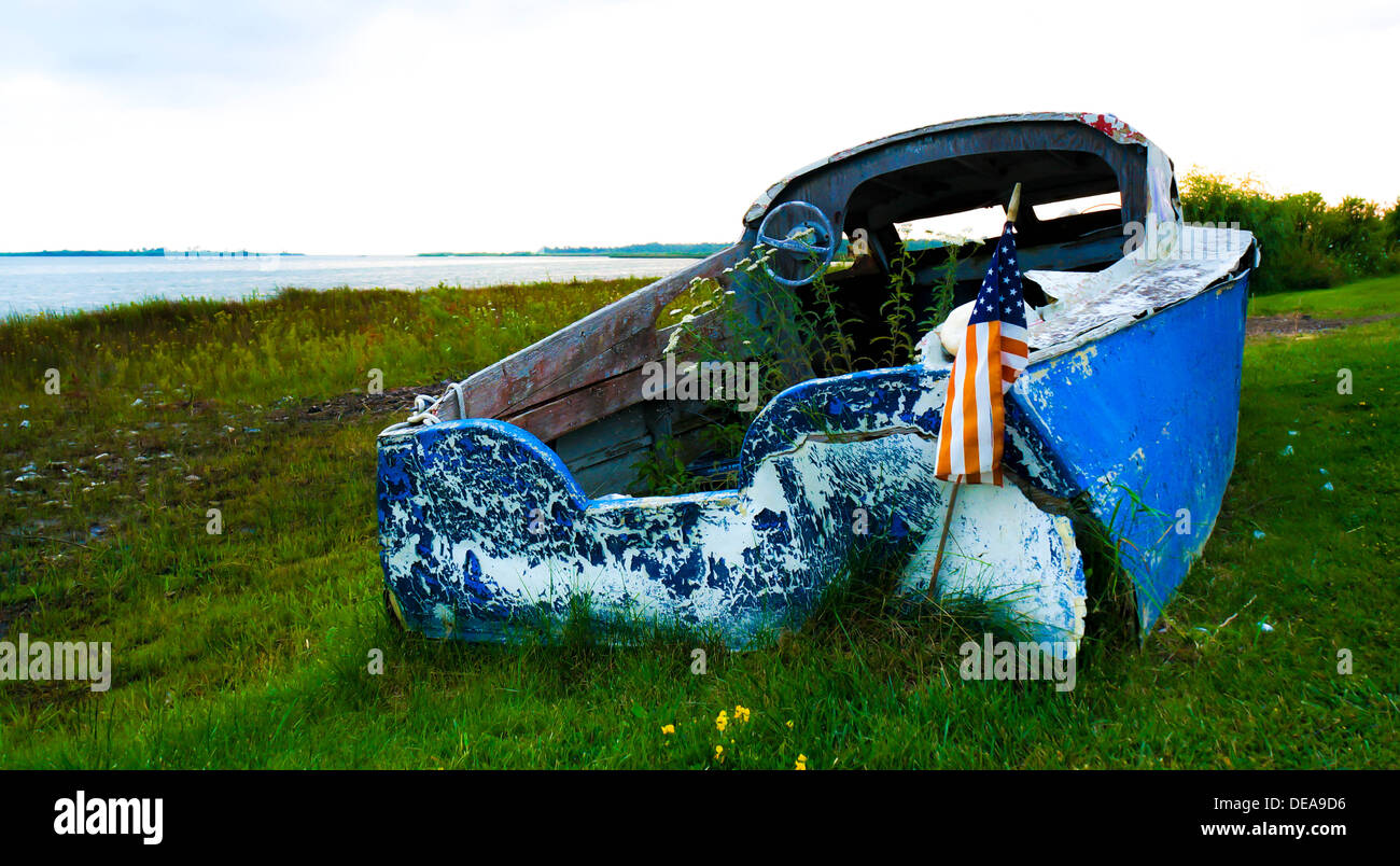 Blue Beached Boat Stock Photo - Alamy