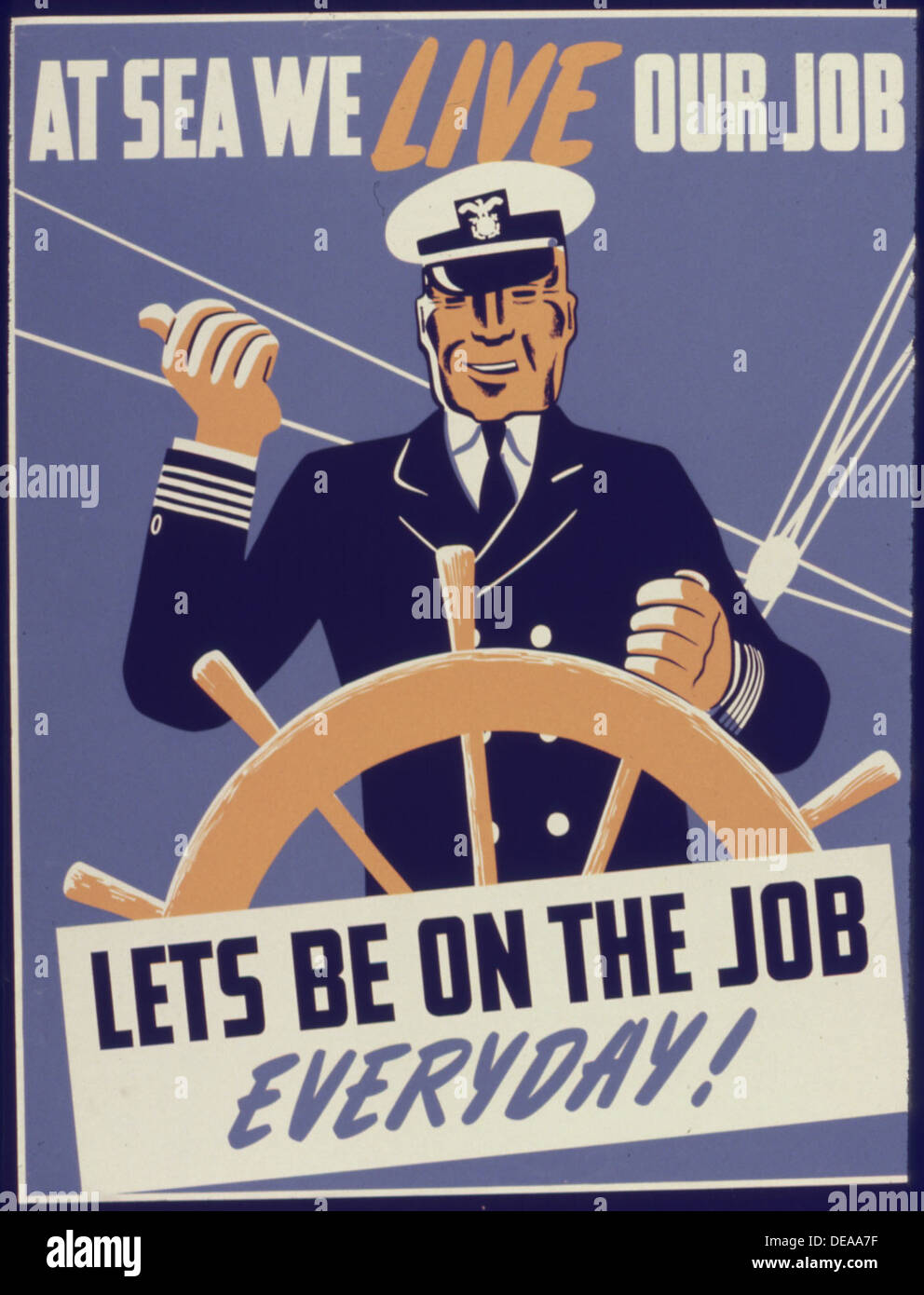 The phrase 'At sea we live our job' represents the dedication of ...