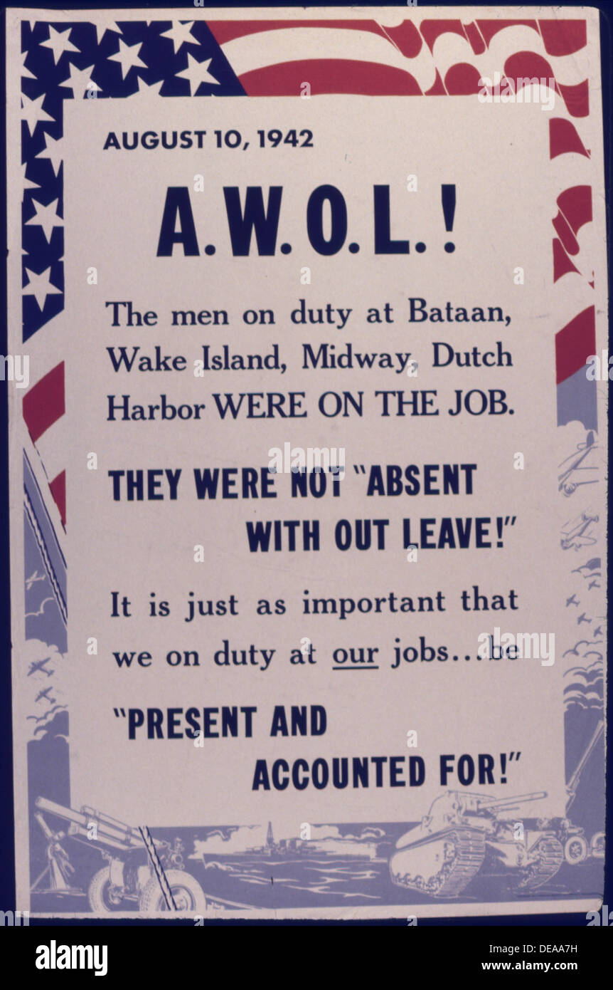 A military record indicating a soldier's absence without leave (A.W.O.L ...